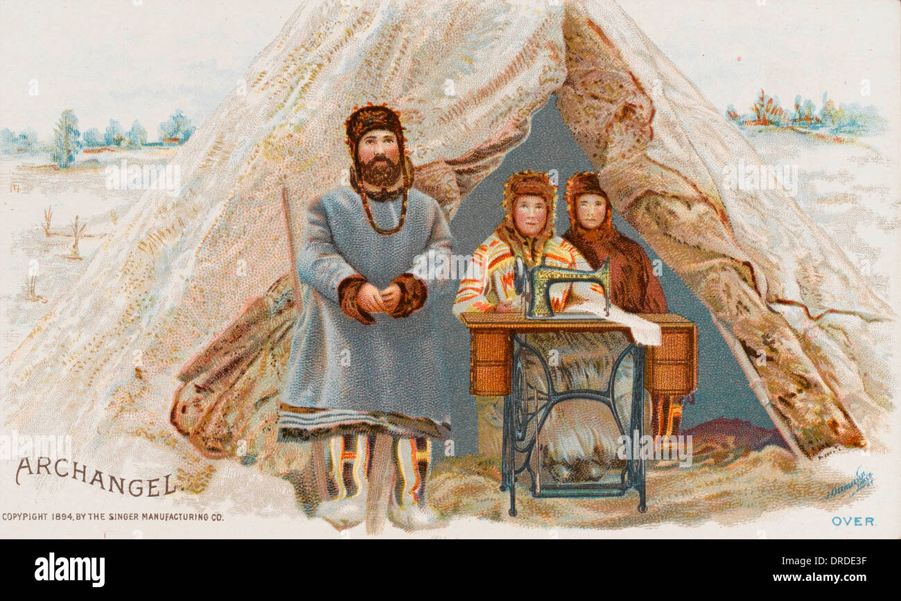 People from Archangel with their Singer Sewing Machine Stock Photo - Alamy