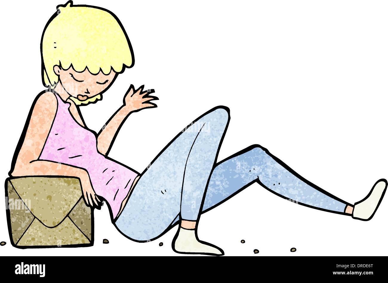 cartoon woman leaning on package box Stock Vector Image & Art - Alamy