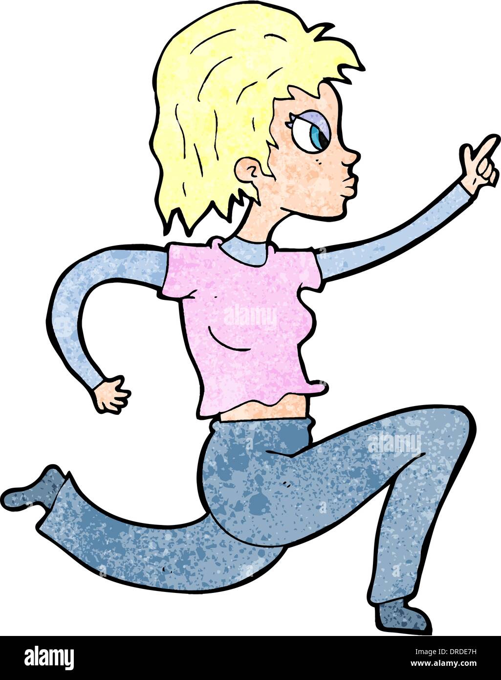 cartoon woman running and pointing Stock Vector Image & Art - Alamy