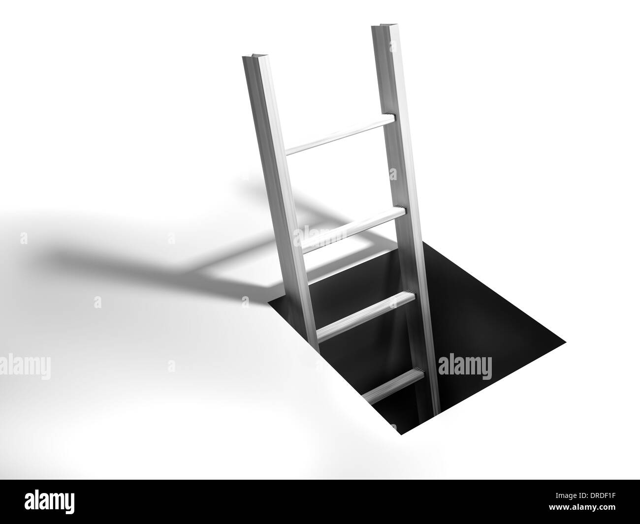 ladders leading out of a dark hole isolated on white Stock Photo - Alamy