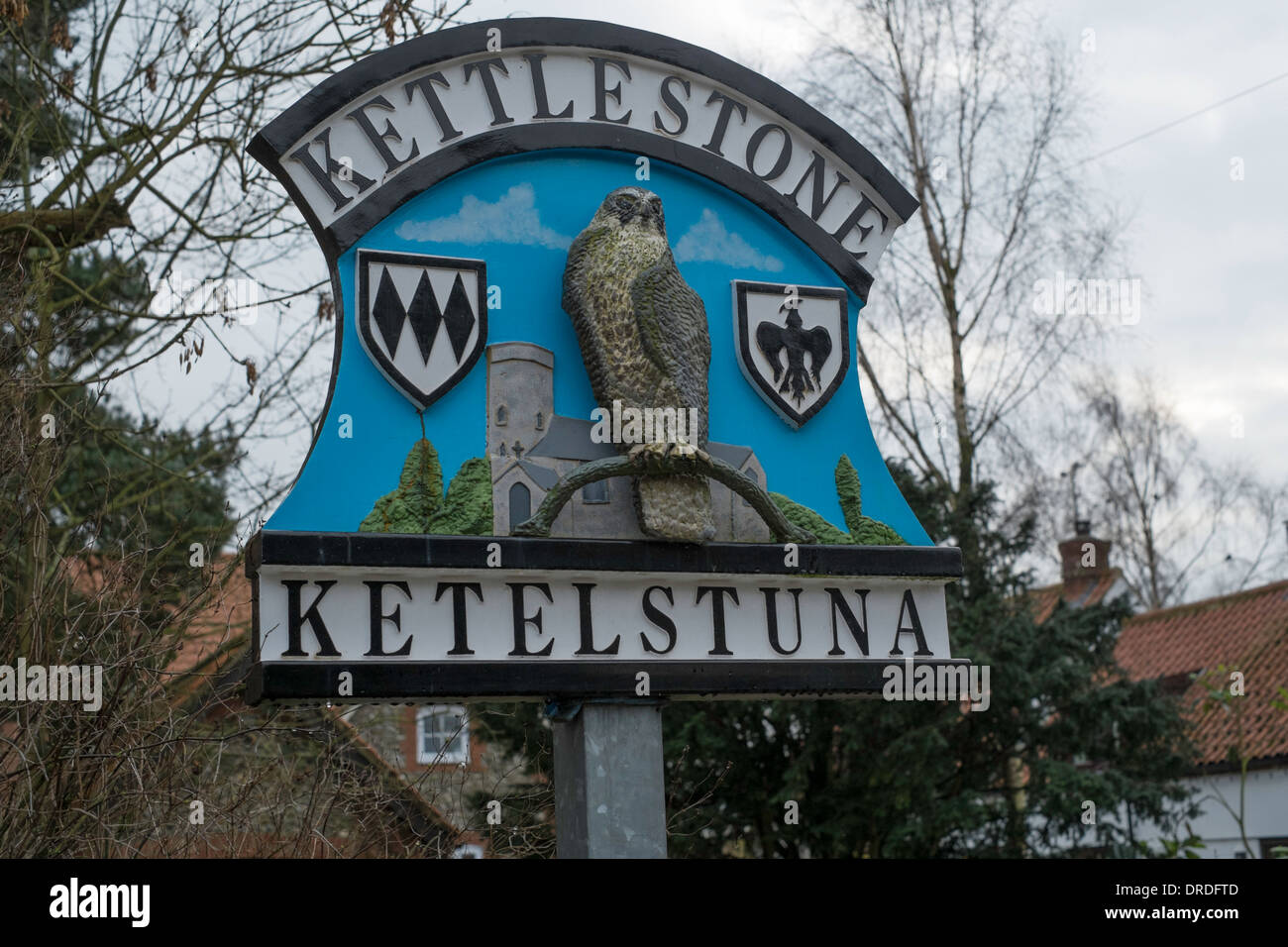 Norfolk Village sign Stock Photo - Alamy