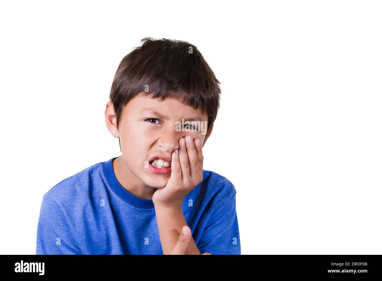 Young boy with toothache - on white background Stock Photo - Alamy