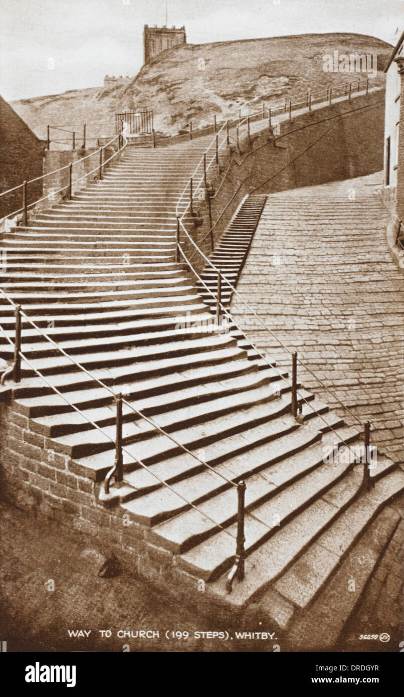 Steps up to Whitby Church Stock Photo - Alamy
