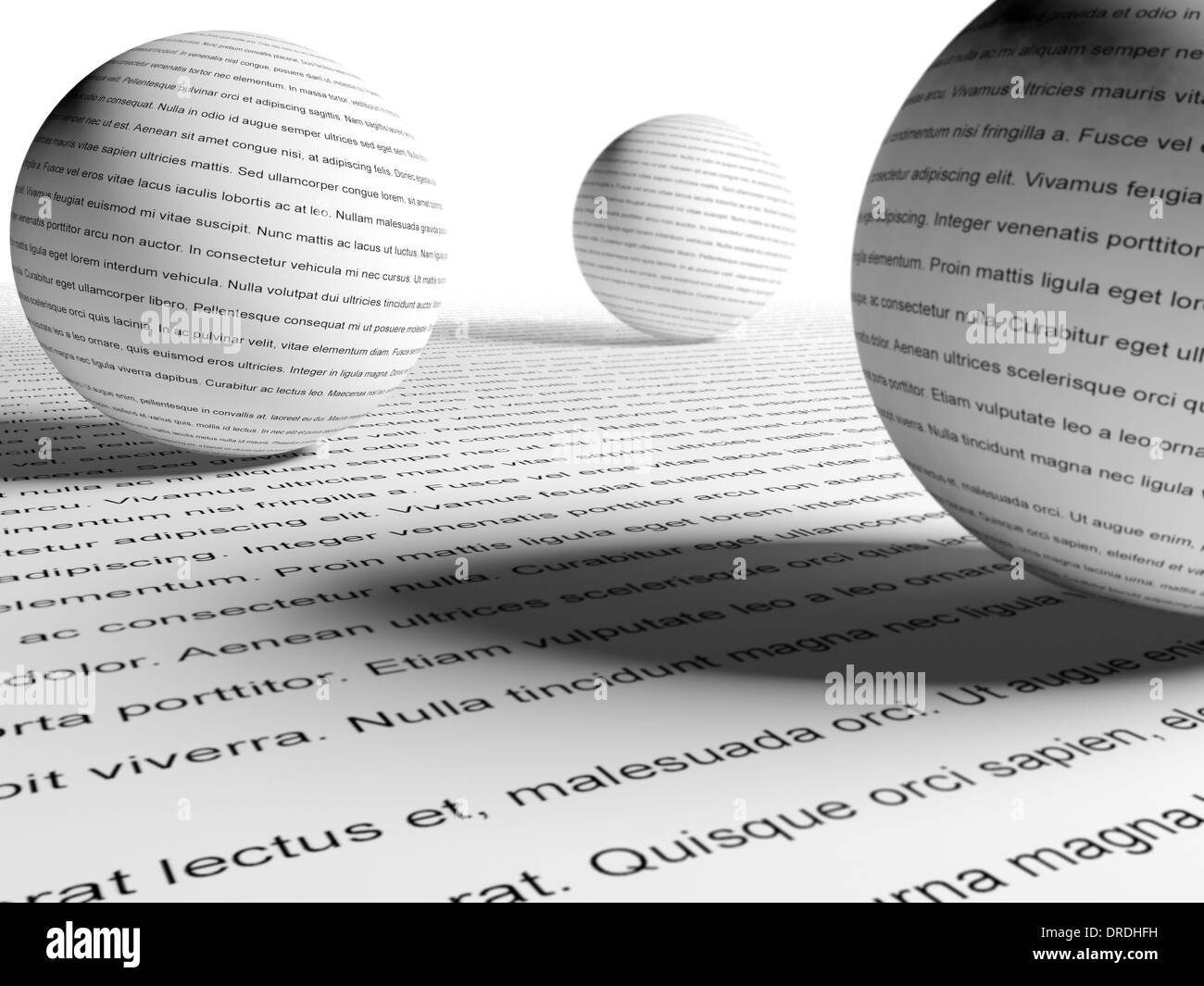 3d spheres with text on a text textured floor with selective focus ...