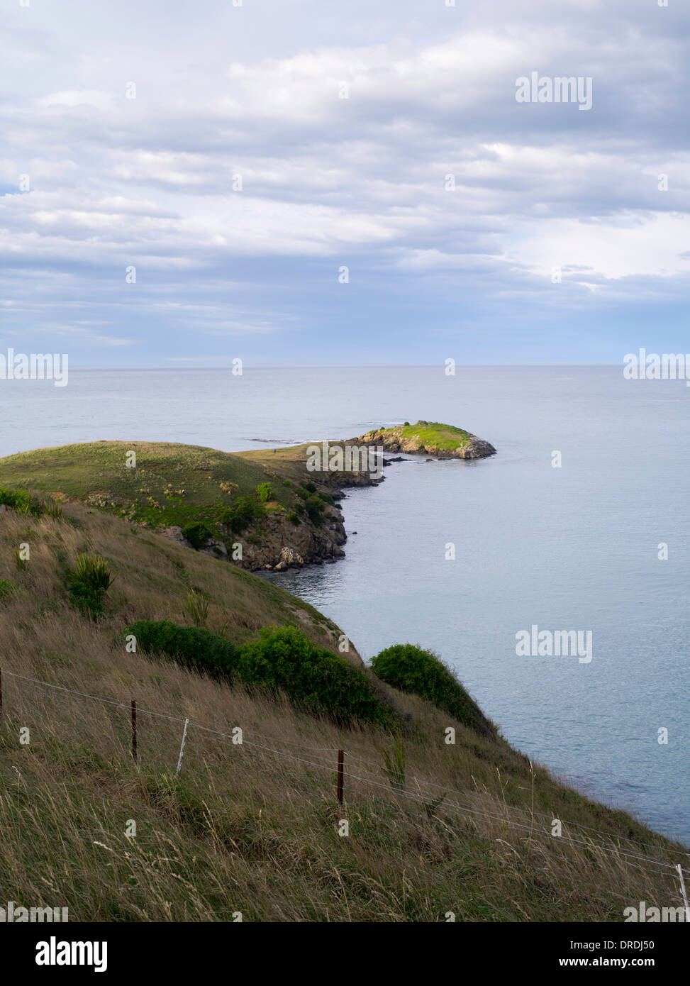 High-angle view of Katiki Point, from south of the lighthouse, Otago ...