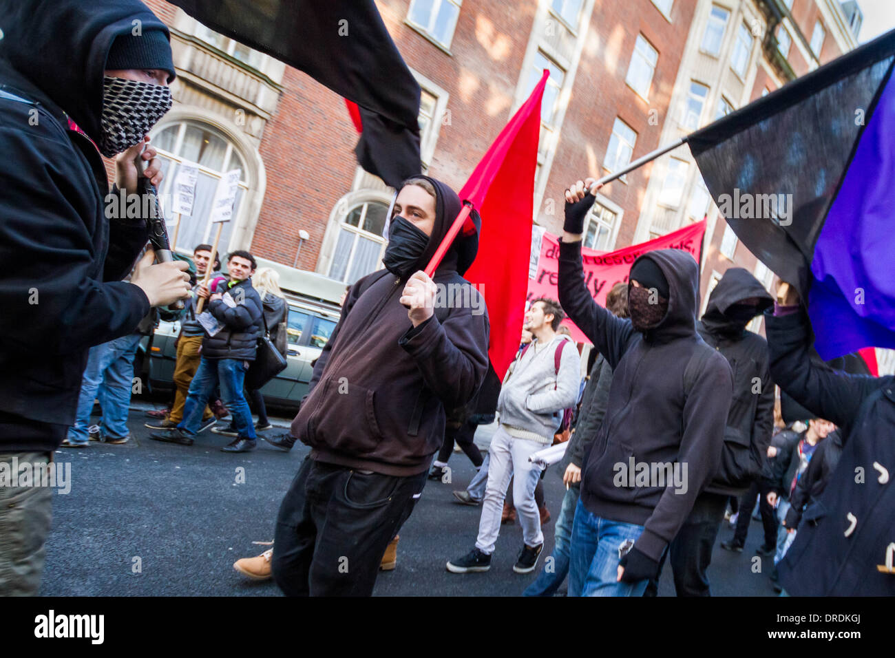 Anarchist activists joined students protesting march through London to ...