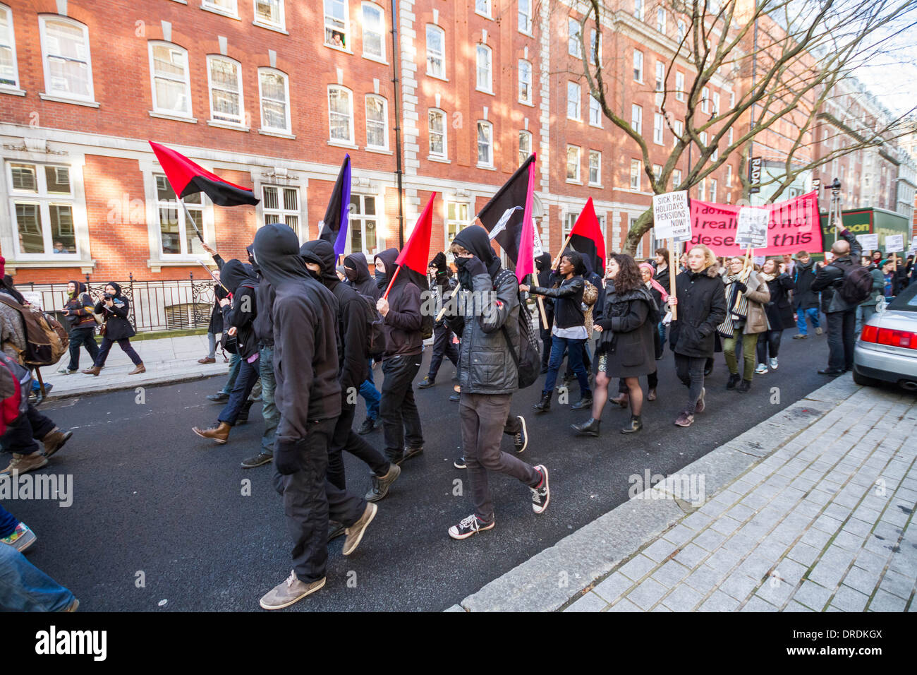 Anarchist activists joined students protesting march through London to ...
