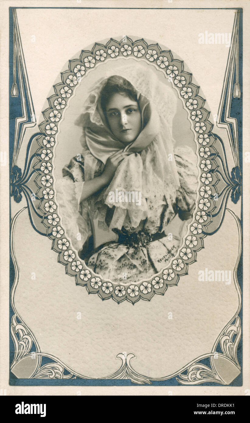Young Country Maiden in a large lace bonnet Stock Photo - Alamy