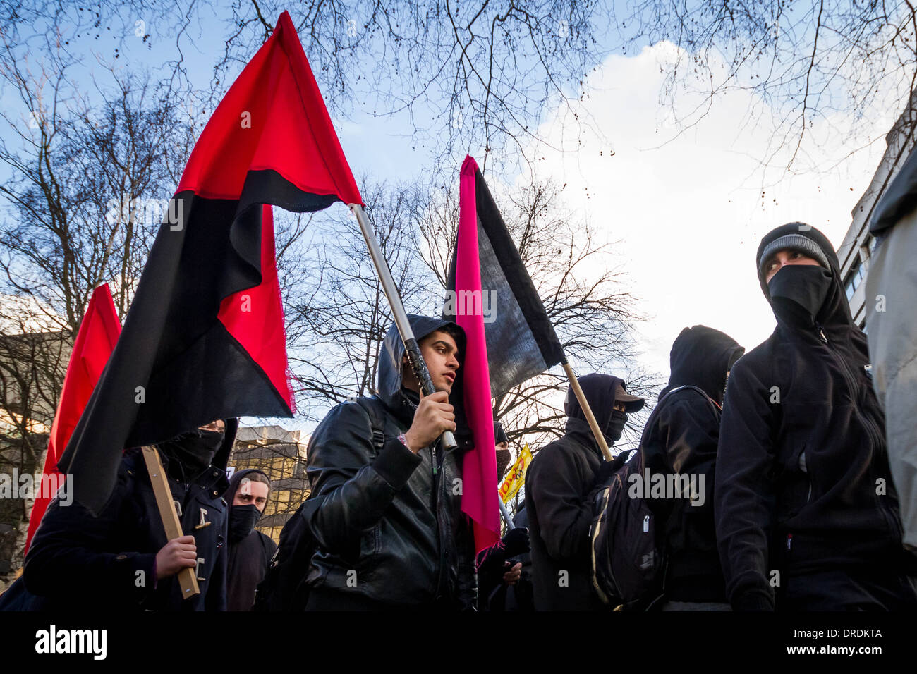 Anarchist activists joined students protesting march through London to ...