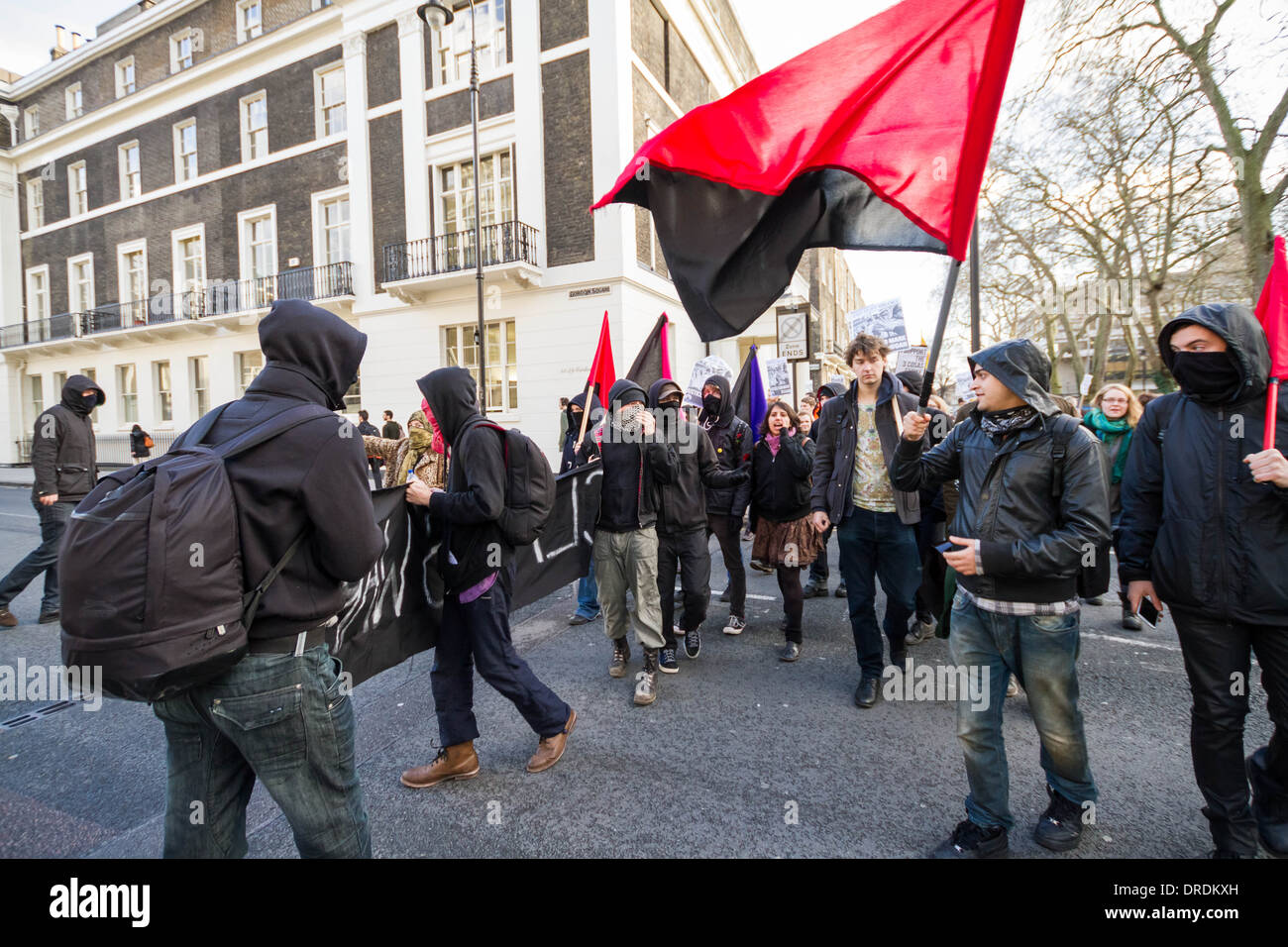 Anarchist activists joined students protesting march through London to ...