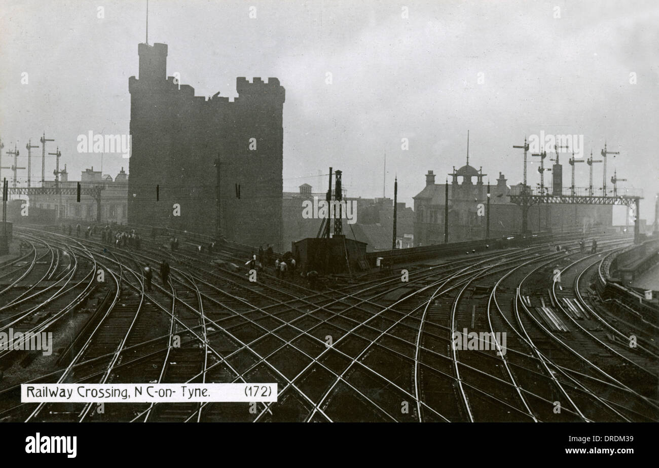 Railway Crossing - Newcastle-upon-Tyne Stock Photo - Alamy