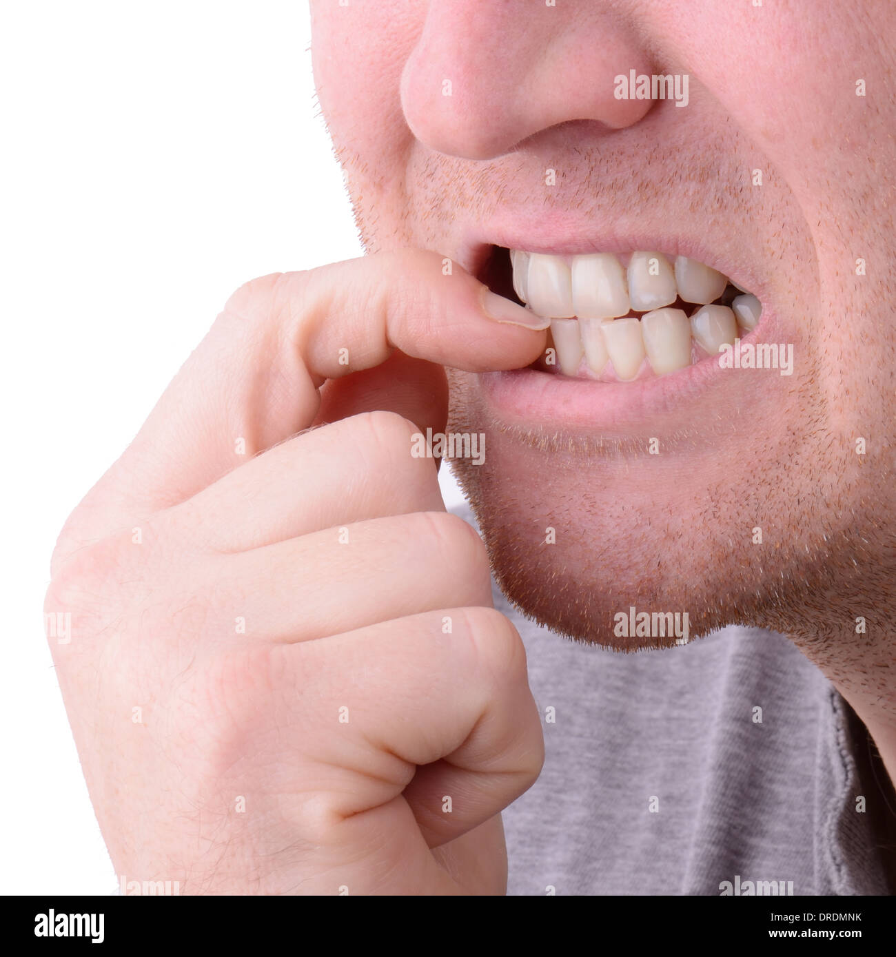 a macro view of biting nails Stock Photo - Alamy