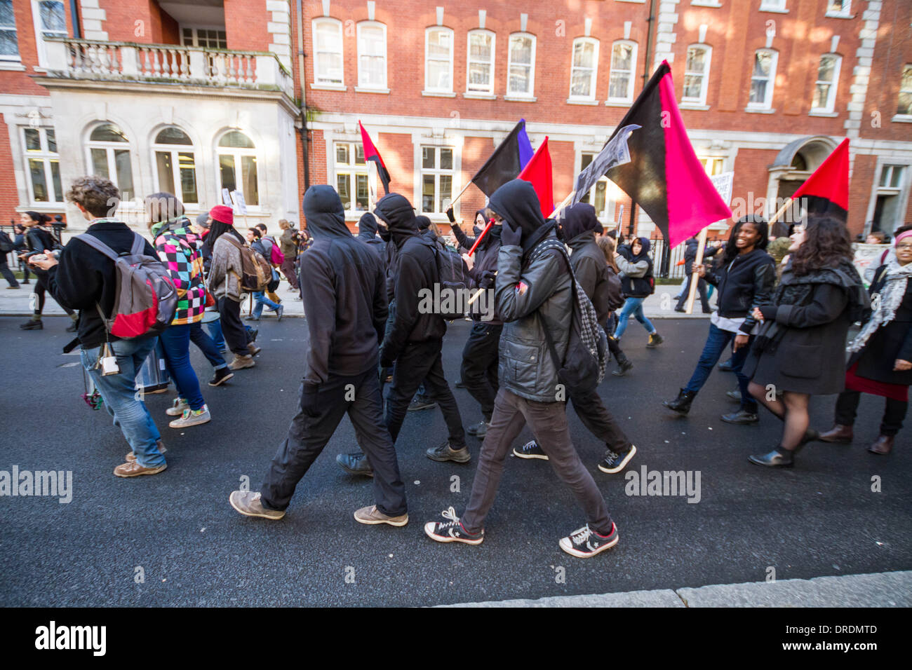 Anarchist activists joined students protesting march through London to ...