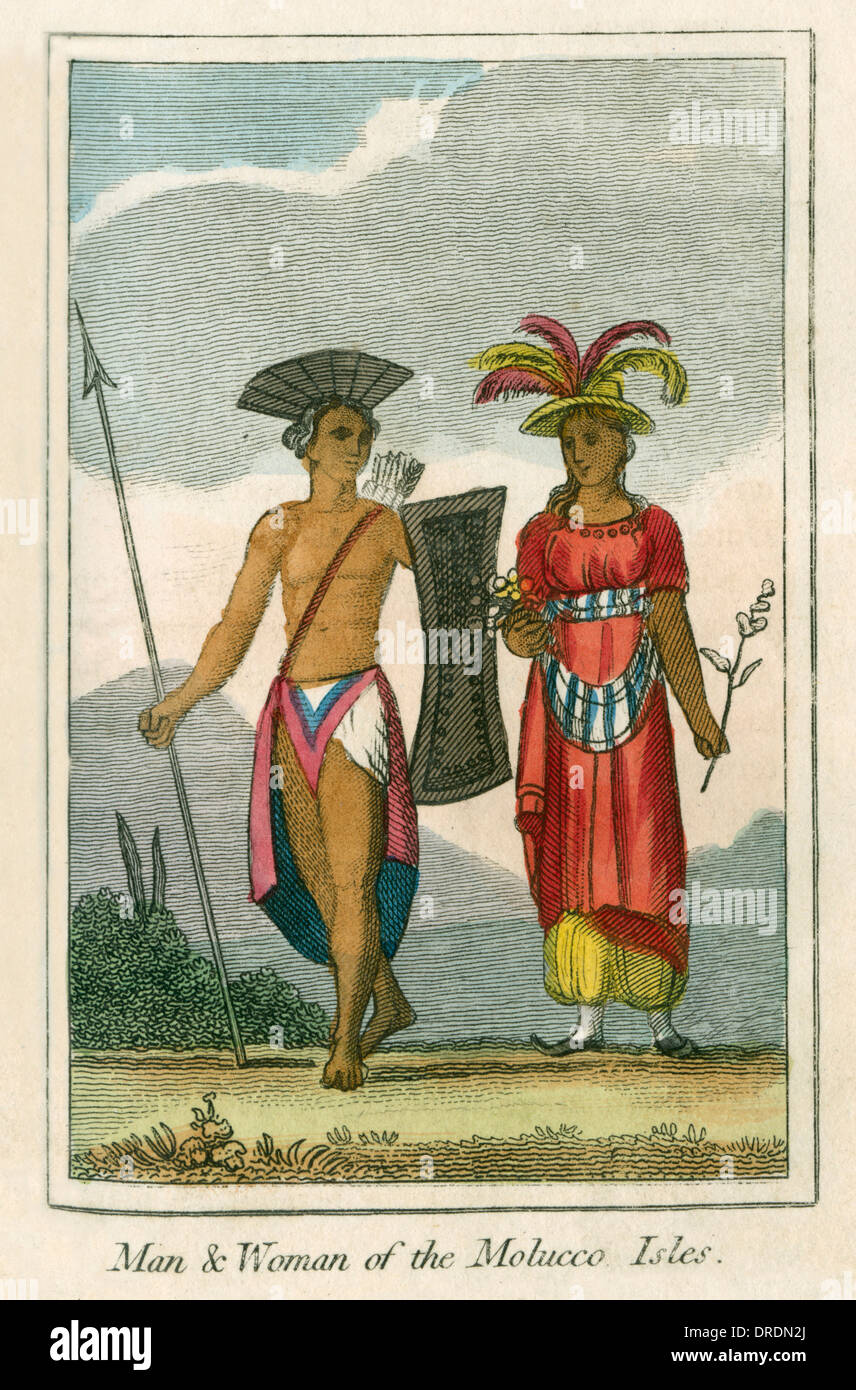Man and woman of the Moluccas Islands Stock Photo - Alamy