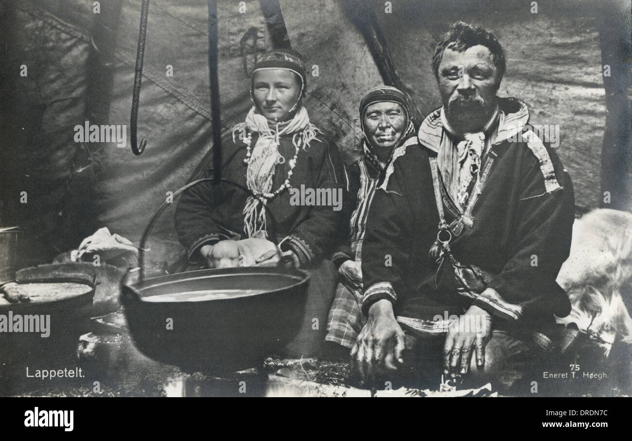 Norway - Sami Family in their tent Stock Photo - Alamy