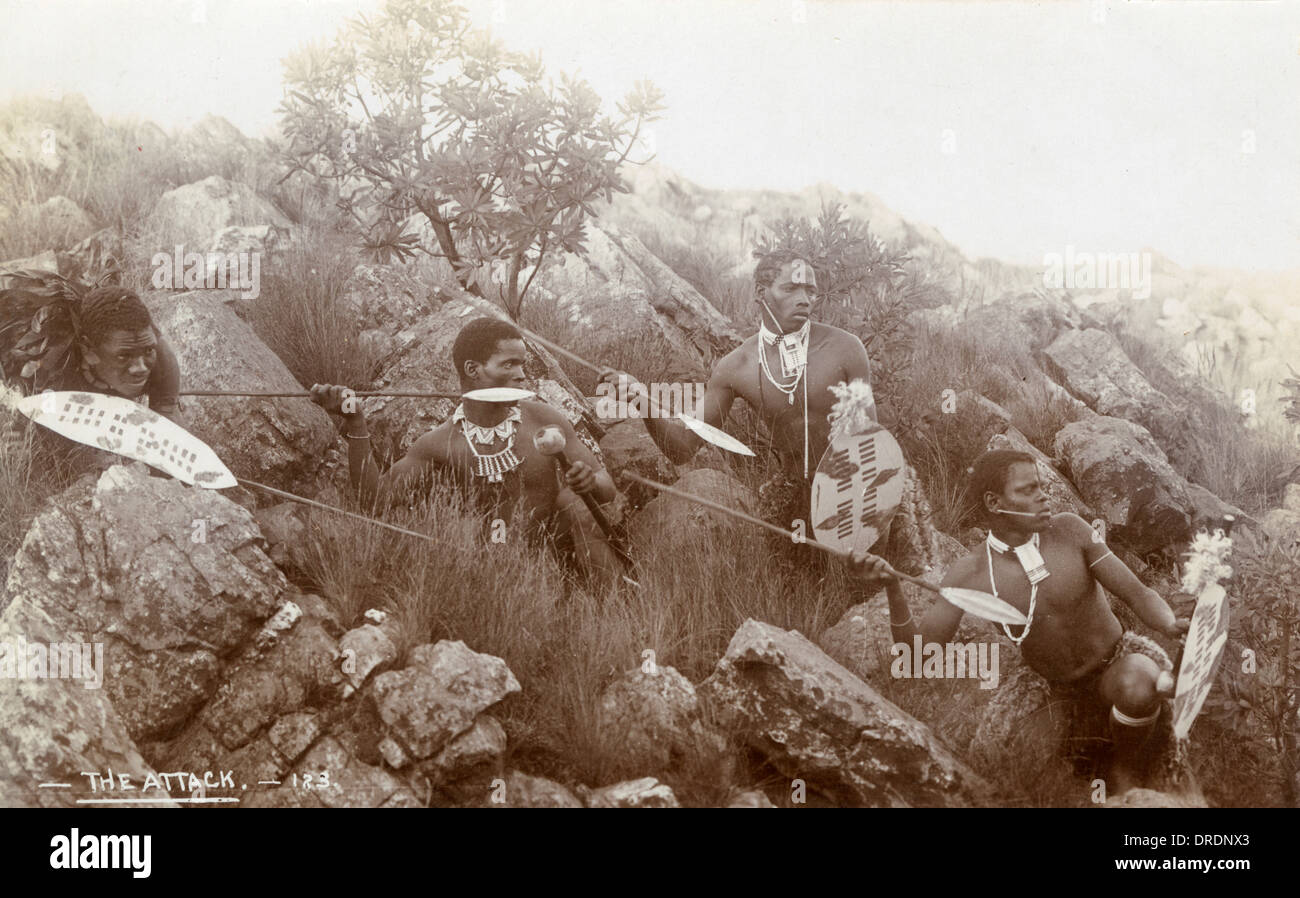 South africa zulu tribesmen ready hi-res stock photography and images ...