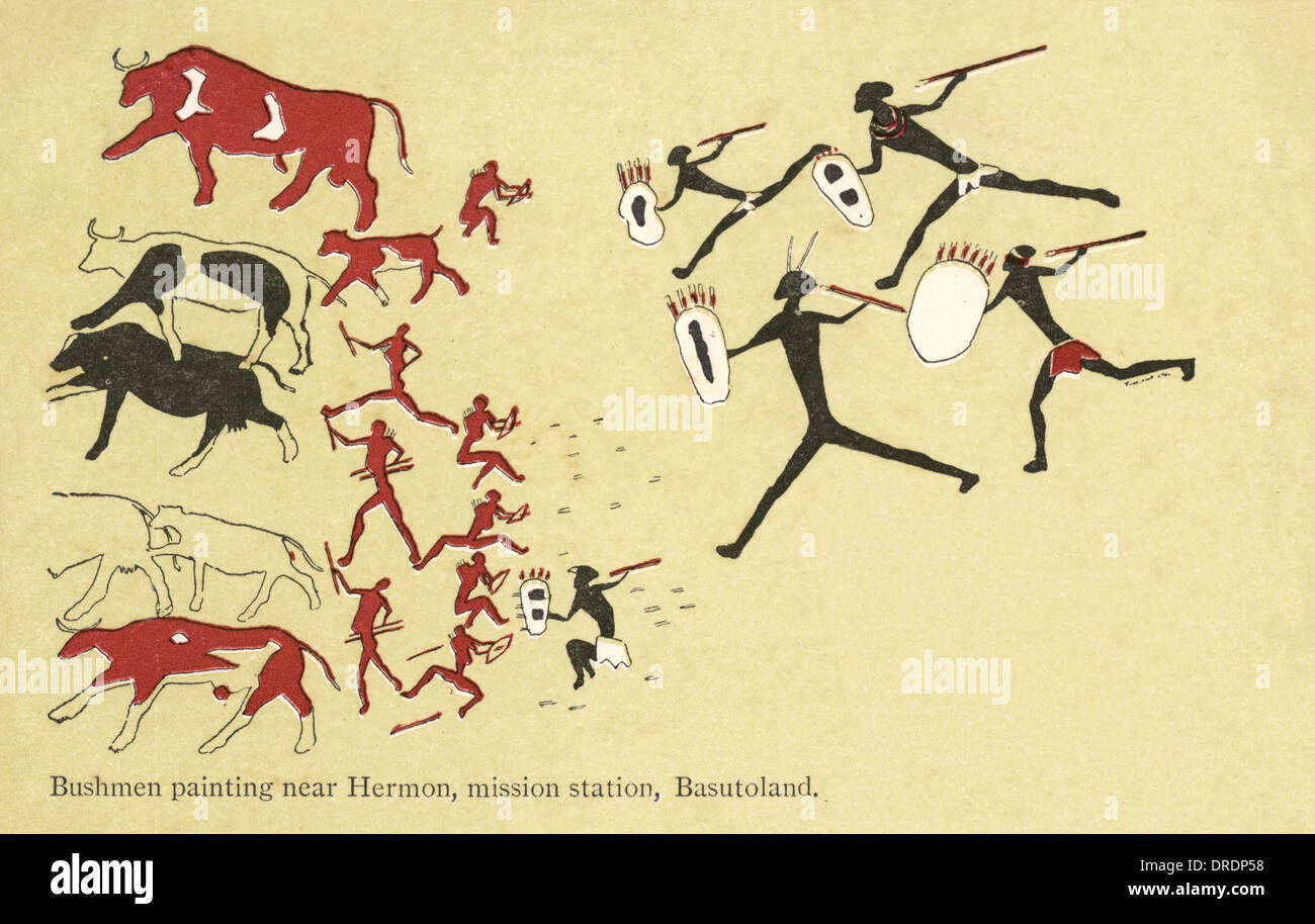 San Bushmen rock painting, Lesotho, Southern Africa Stock Photo - Alamy