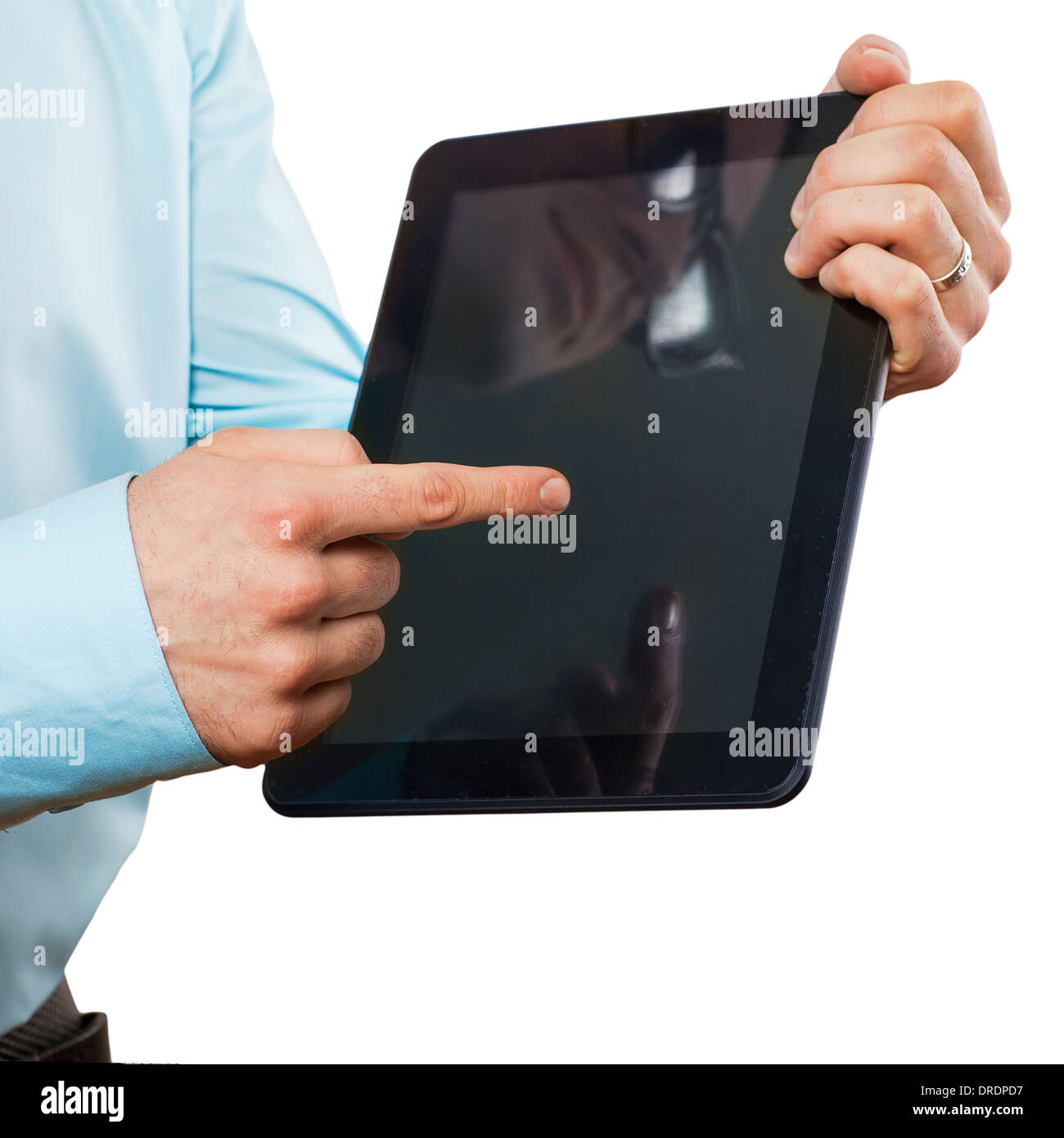 Businessman monitoring stock market graphs on his tablet Stock Photo ...