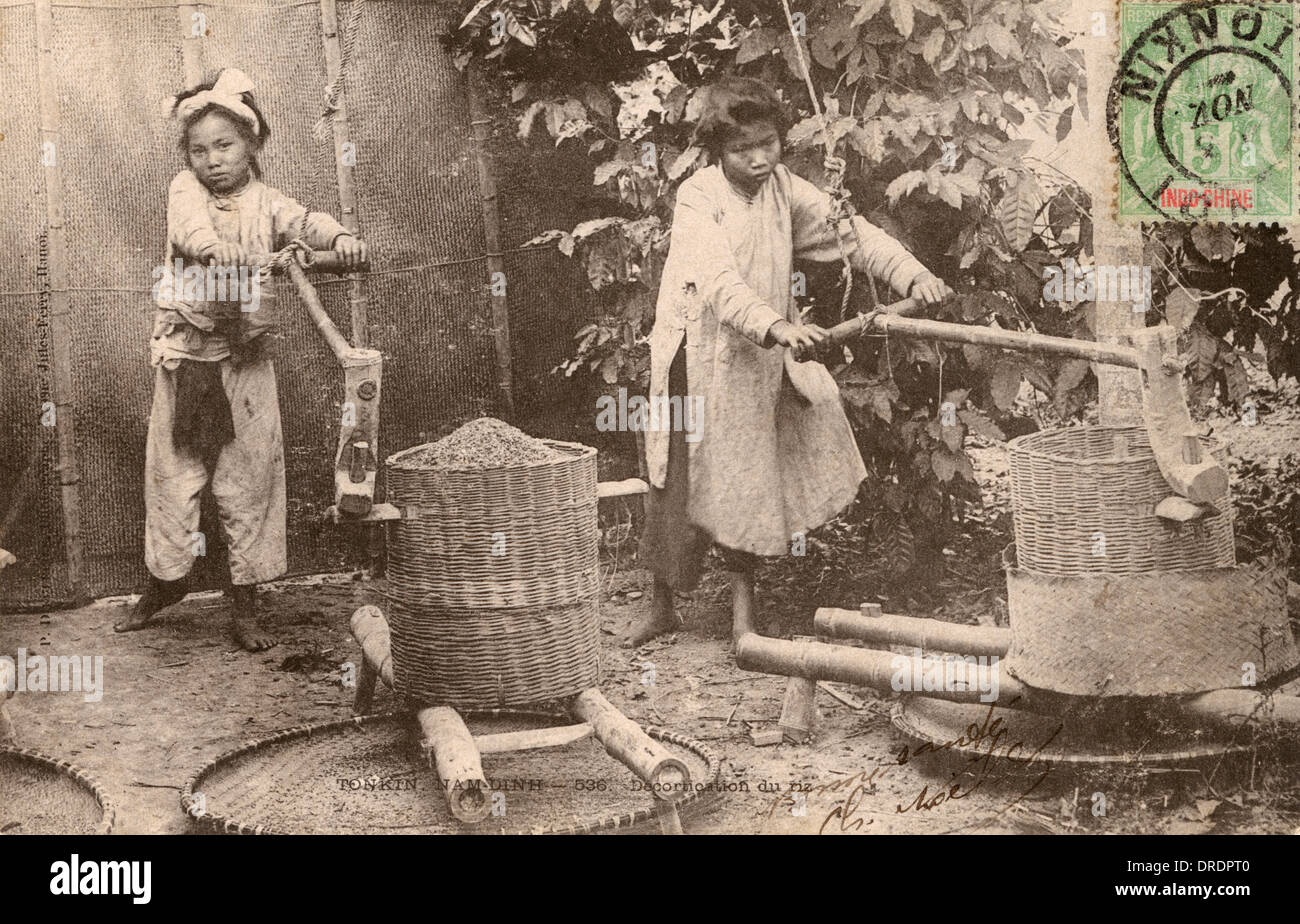 Vietnam, Hanoi - Rice Husking Stock Photo - Alamy