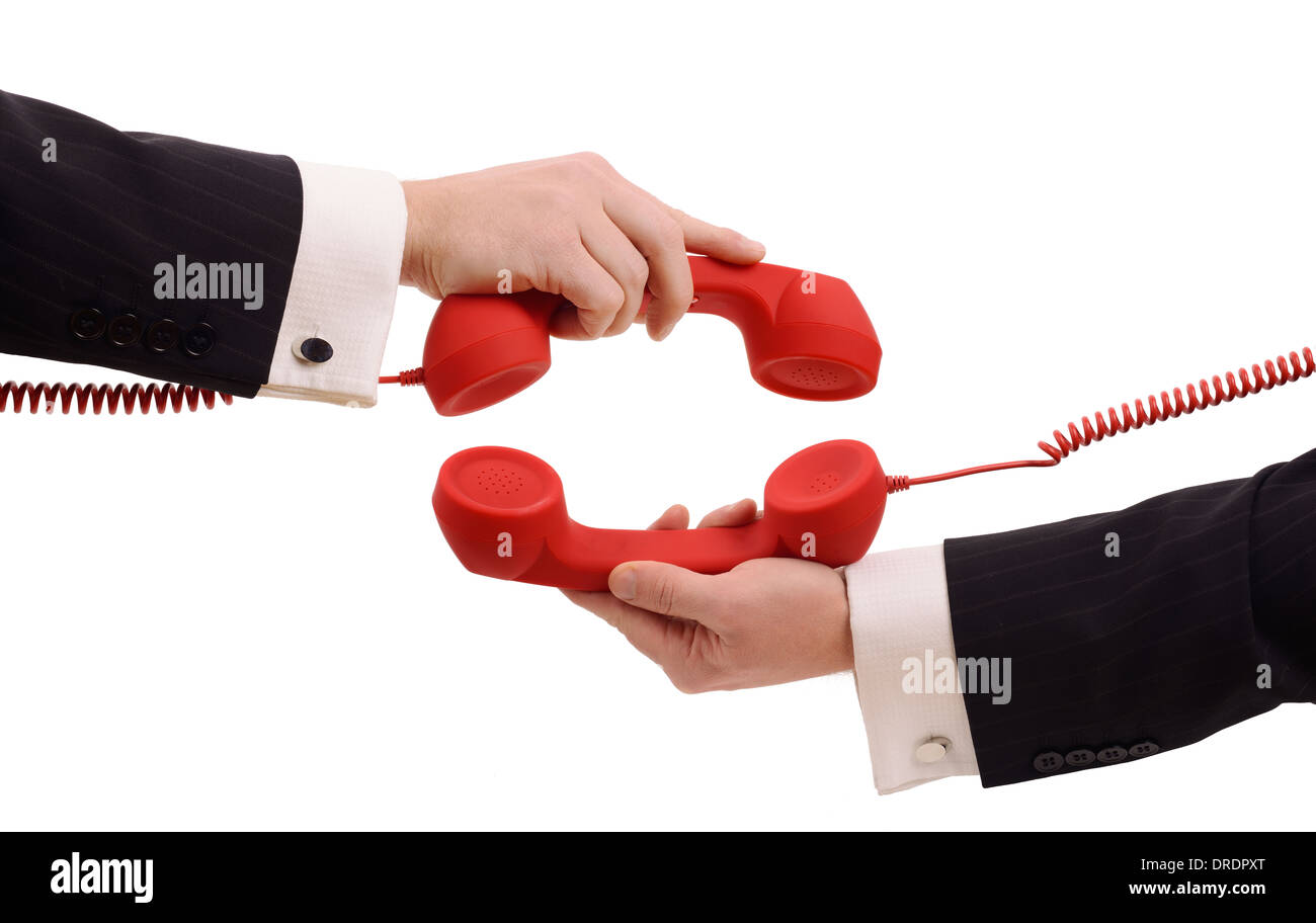 Concept of an important call discussion conversation with two red ...