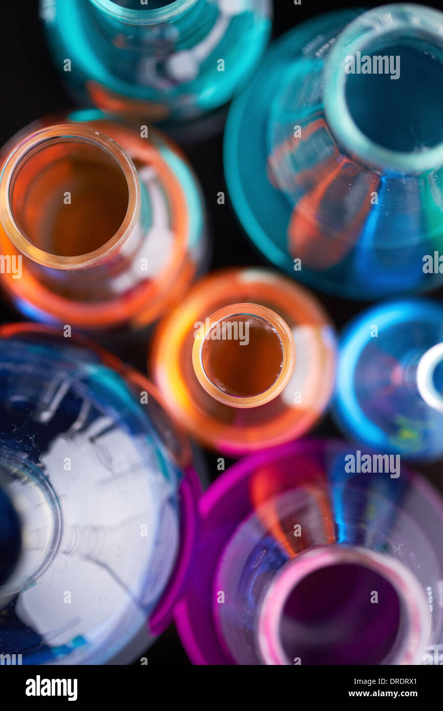 Image of several flasks with multi-color liquids Stock Photo - Alamy