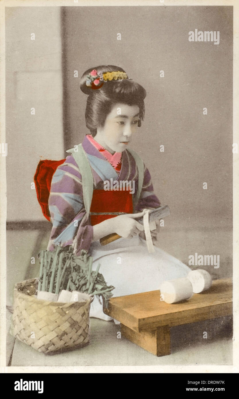 Japan - Geisha girl preparing daikon Stock Photo - Alamy