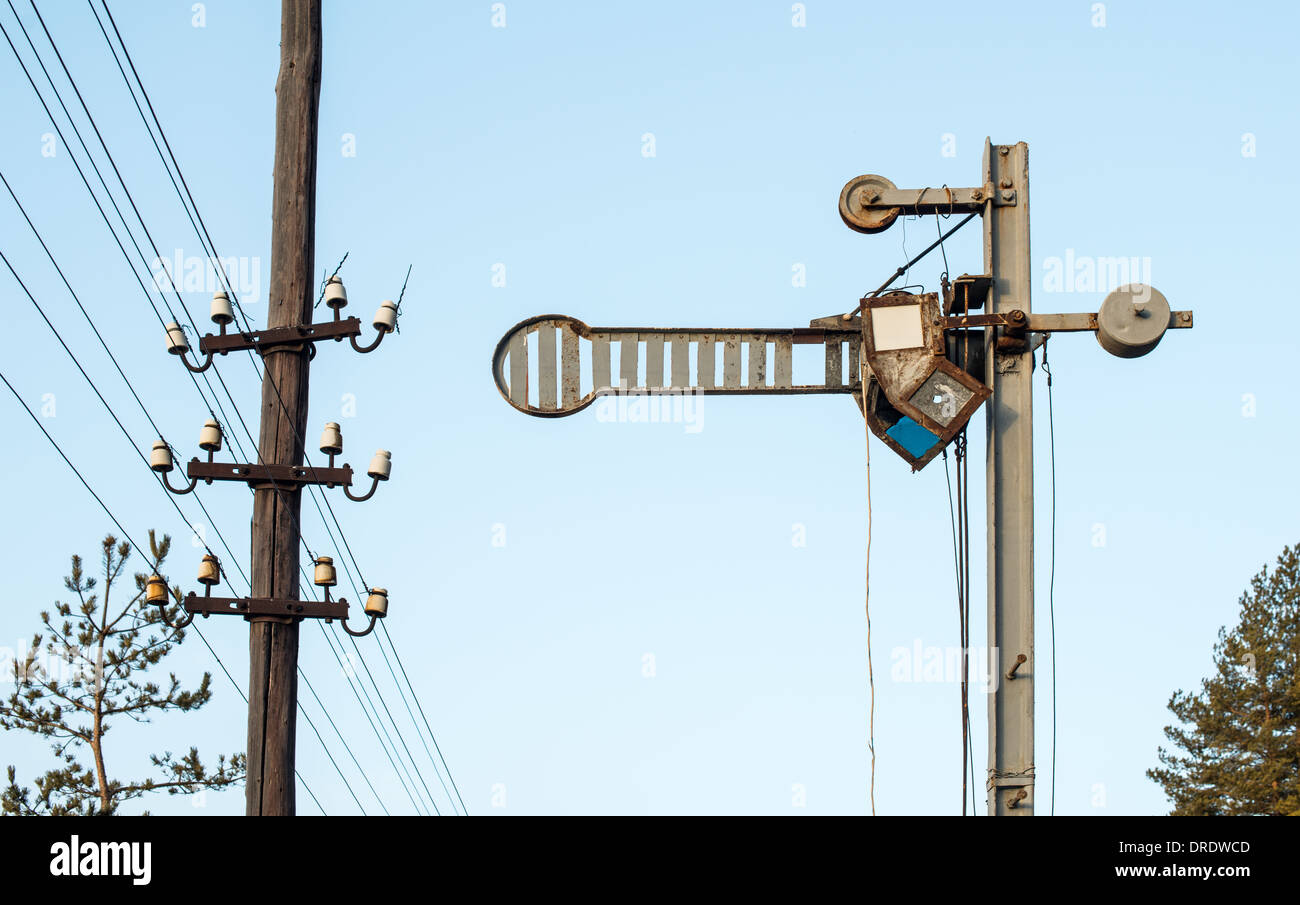 Train Semaphore mechanical. Vintage semaphore Stock Photo - Alamy
