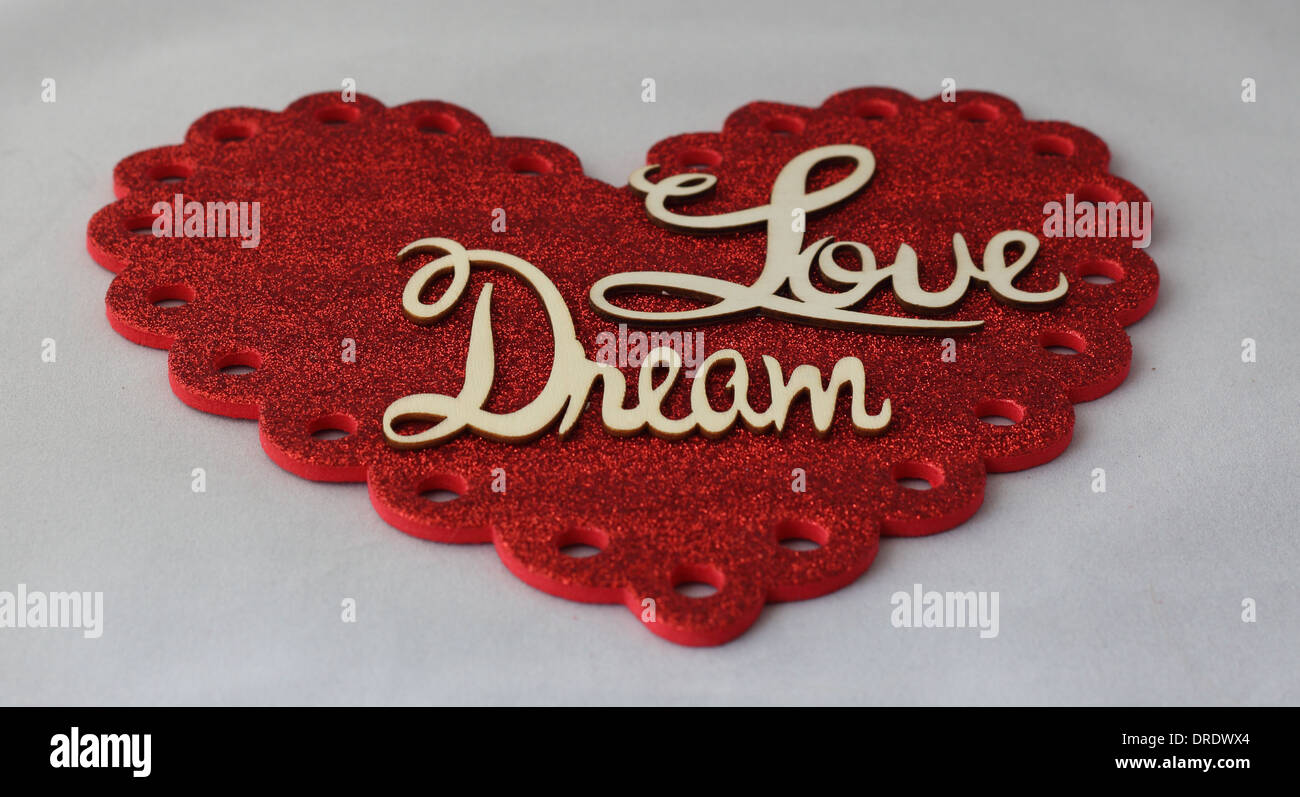 Heart with Love and Dream text on it on white background Stock Photo ...