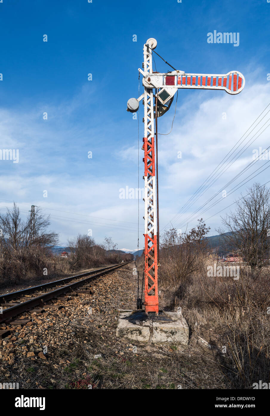 Train Semaphore mechanical. Vintage semaphore Stock Photo - Alamy