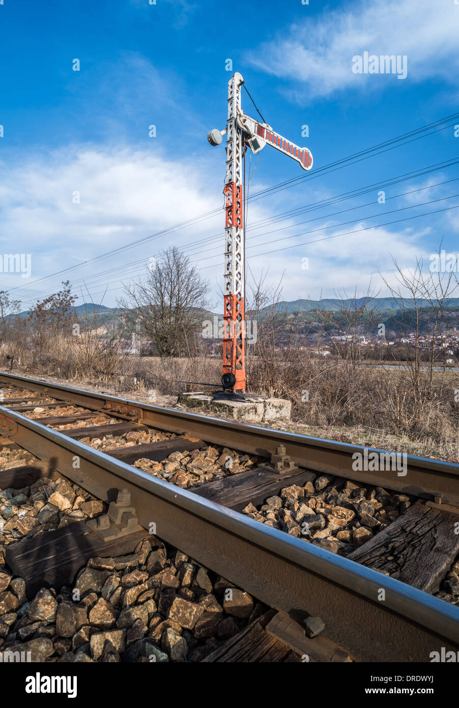 Train Semaphore mechanical. Vintage semaphore Stock Photo - Alamy