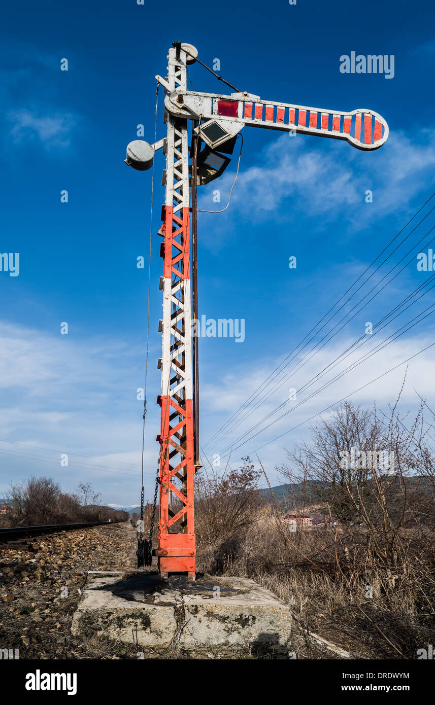 Train Semaphore mechanical. Vintage semaphore Stock Photo - Alamy