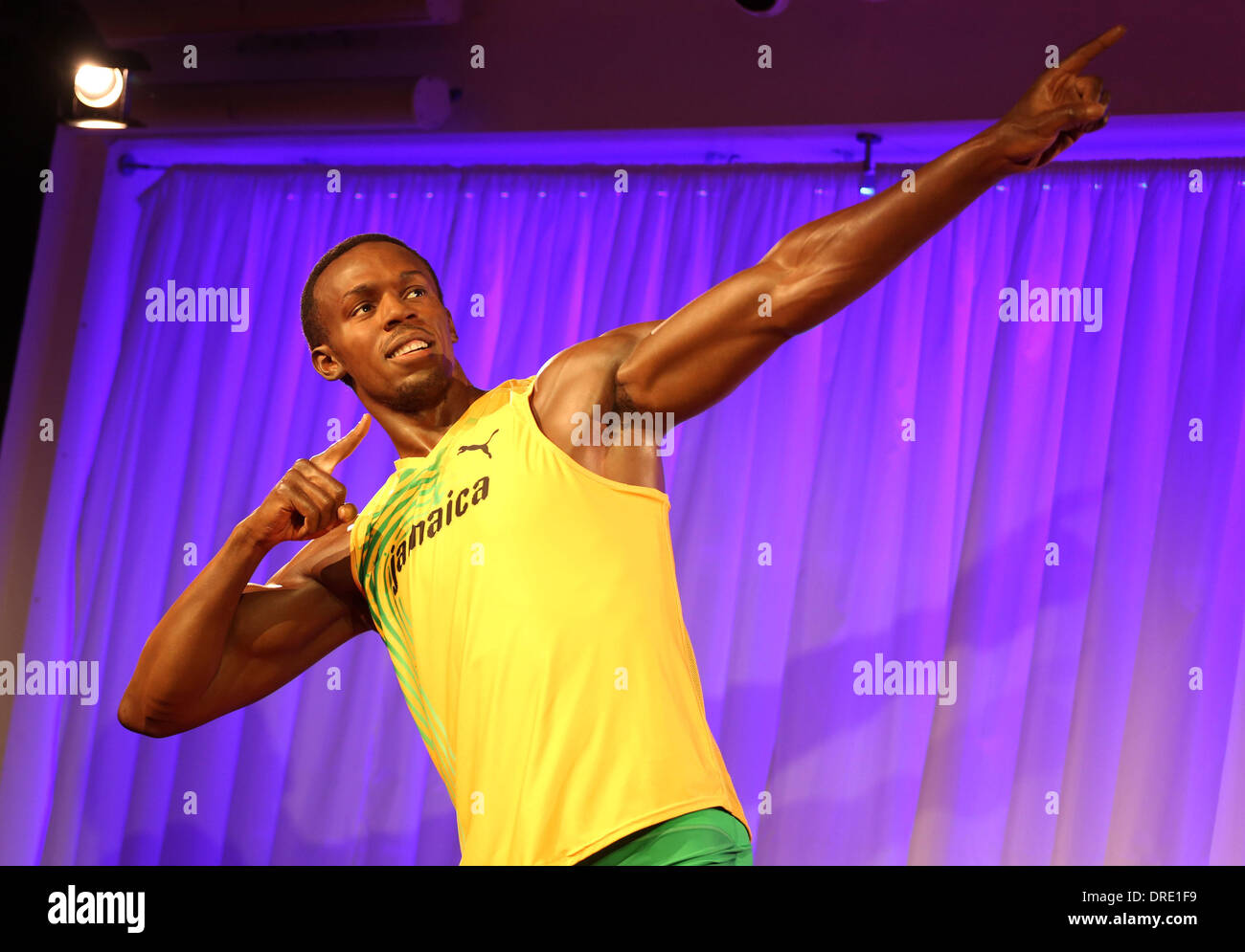 Usain Bolt waxwork figure launch at Madame Tussauds- photocall London ...