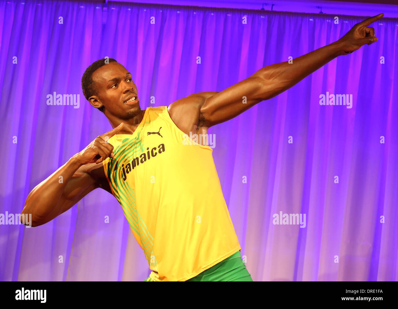 Usain Bolt waxwork figure launch at Madame Tussauds- photocall London ...