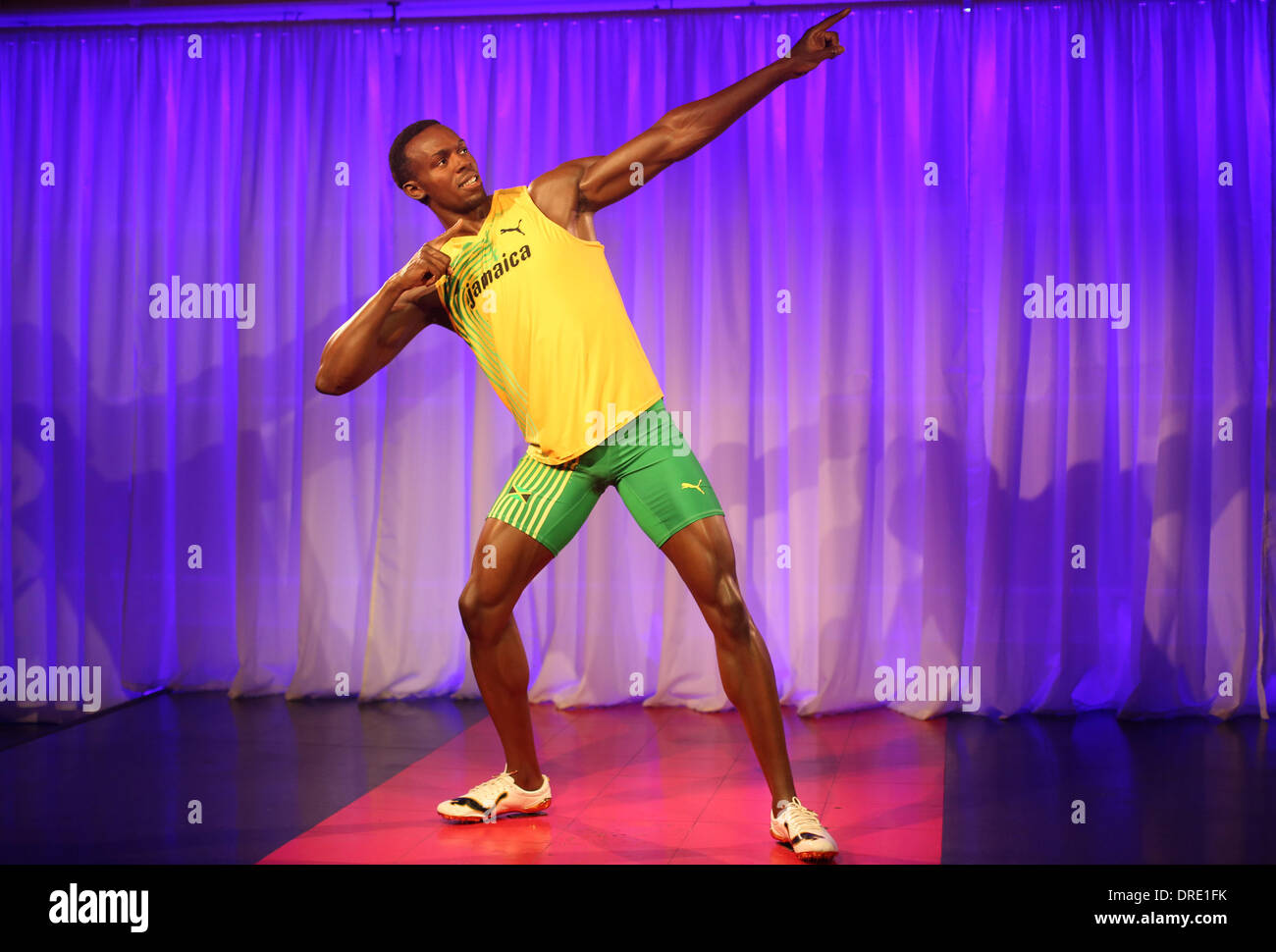 Usain Bolt waxwork figure launch at Madame Tussauds- photocall London ...