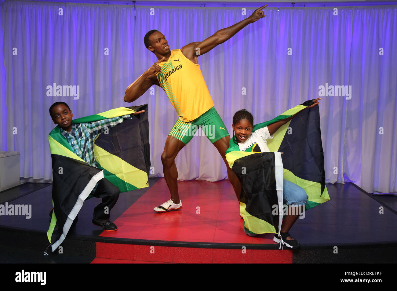 Usain Bolt waxwork figure launch at Madame Tussauds- photocall London ...