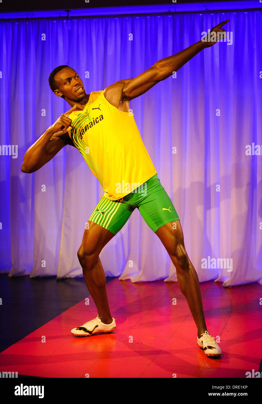 Usain Bolt waxwork figure launch at Madame Tussauds- photocall London ...