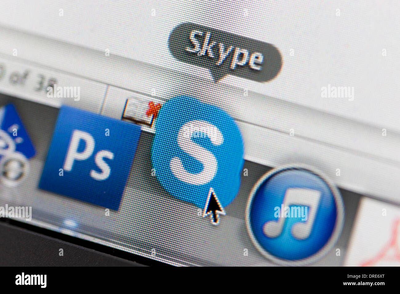 A detail from a Mac computer screen of the Skype icon in the dock Stock ...