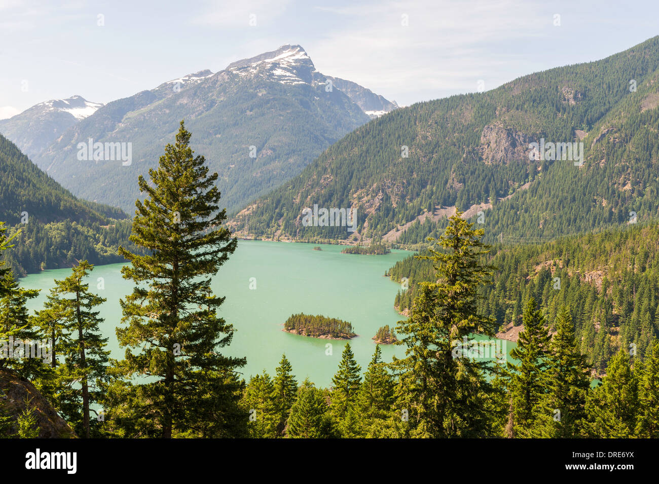 View of Diablo Lake reservoir from lookout point on The North Cascades ...