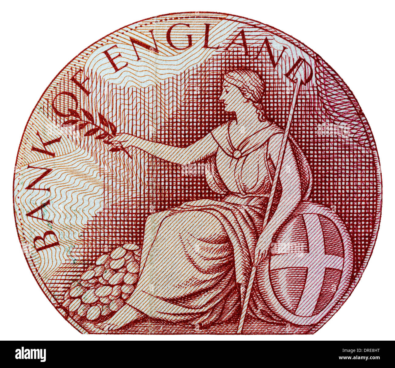 Seated Britannia from 10 Shillings banknote, UK, 1962 Stock Photo - Alamy