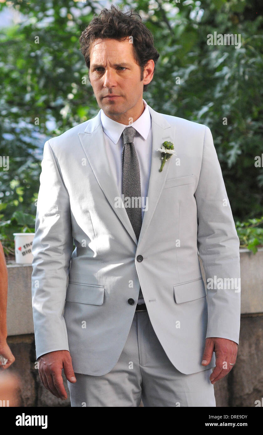 Paul Rudd filming the new movie 'They Came Together' in Brooklyn. The ...