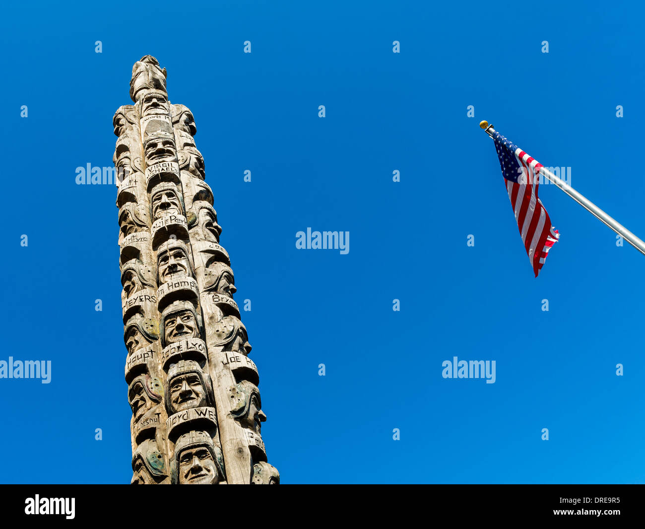 Codger Pole, a 65 foot tall chainsaw sculpture commemorating a 1988 ...
