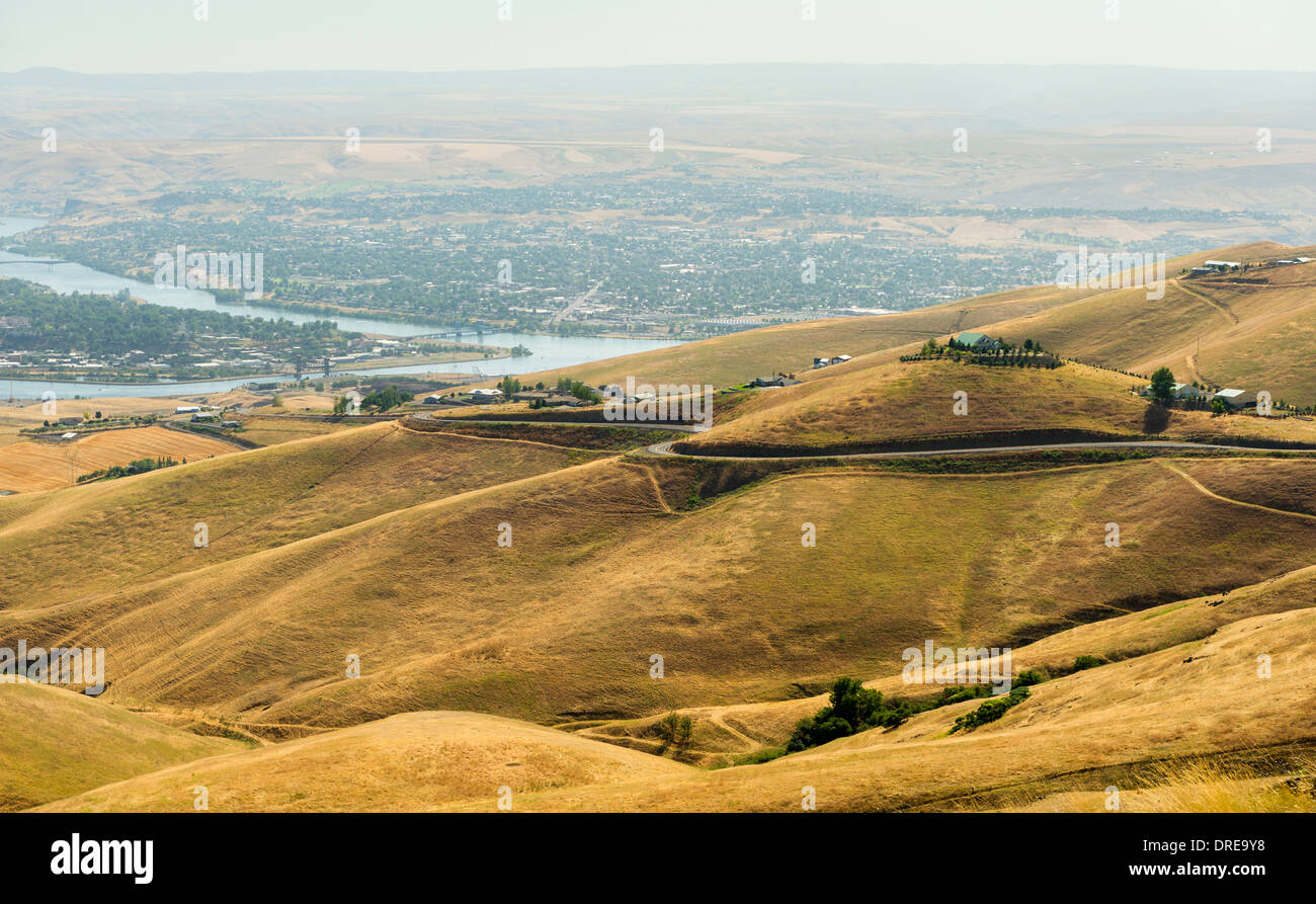 View of Lewiston Idaho, left, and Clarkston Washington, right, from ...
