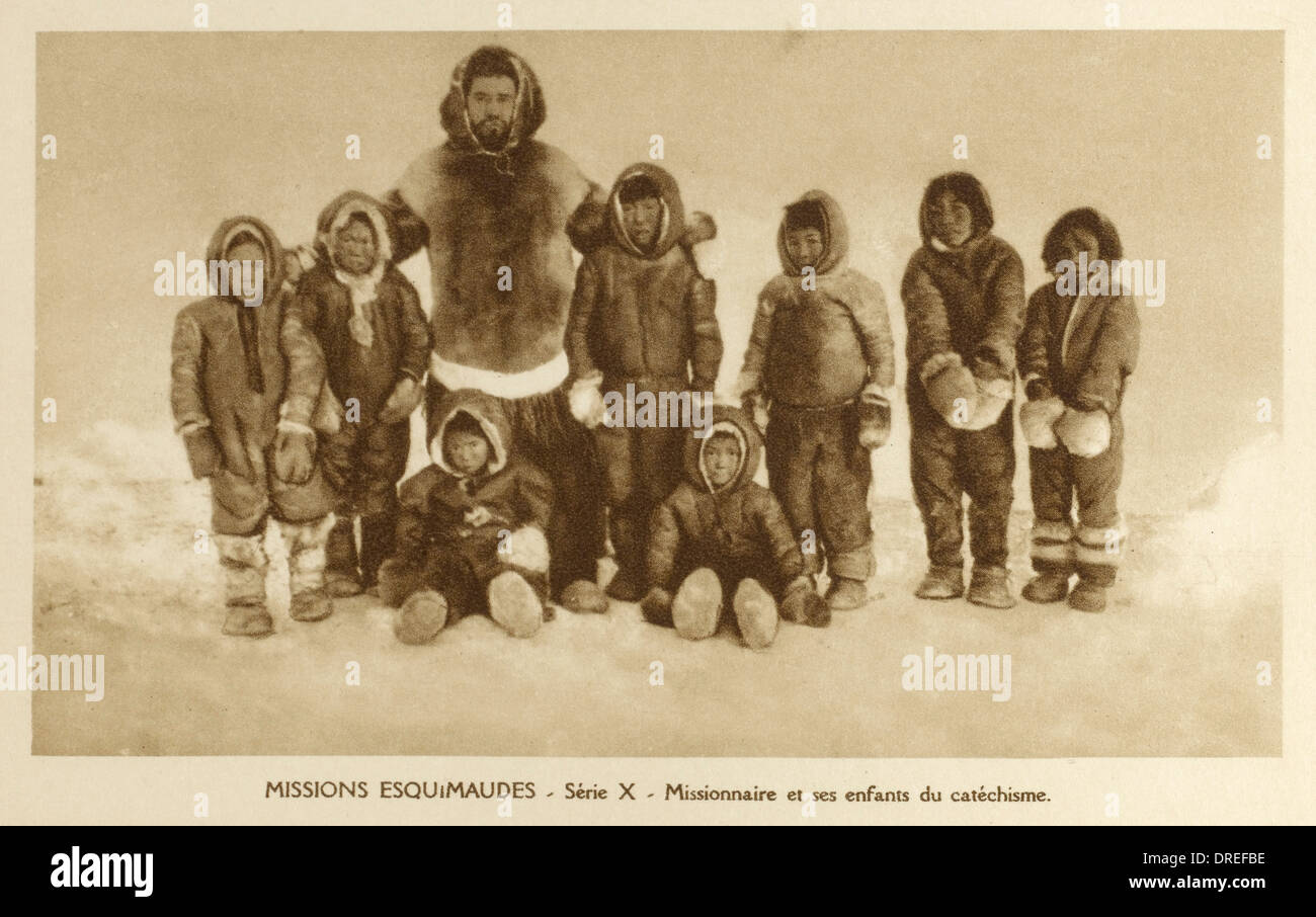 Inuit children at a Catholic Mission - Newfoundland Stock Photo - Alamy