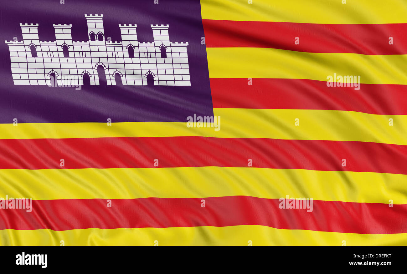 3D Balearic Islands flag Stock Photo - Alamy