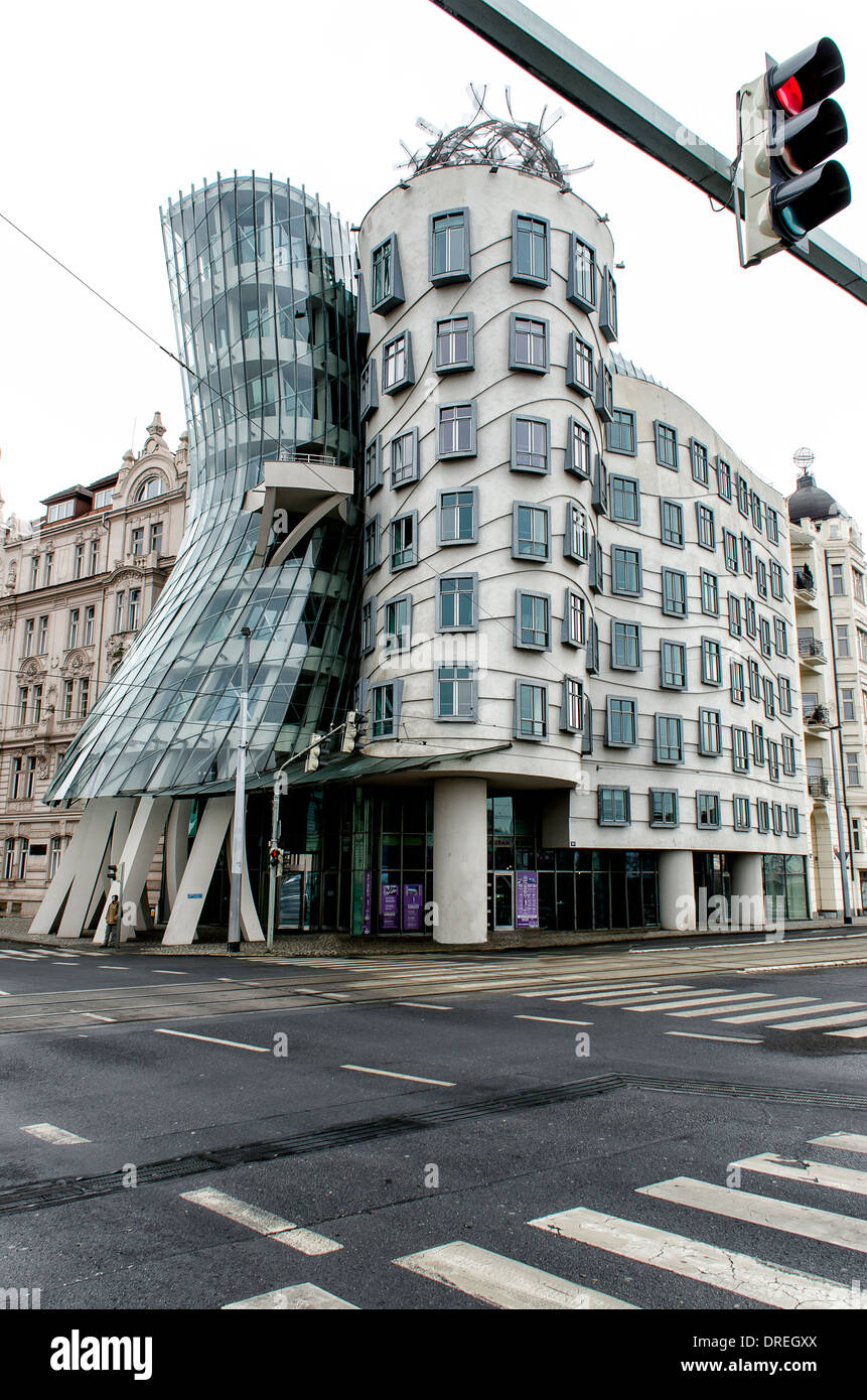 Street View With Famous Dancing House High Resolution Stock Photography ...