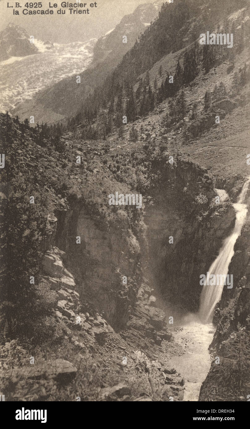 Trient Glacier and a waterfall Stock Photo - Alamy