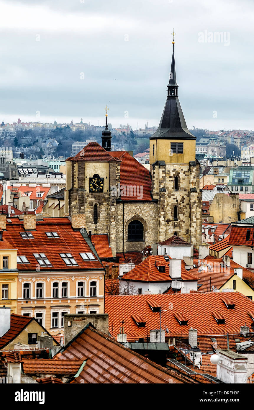 view over the roofs and towers of prague Stock Photo - Alamy