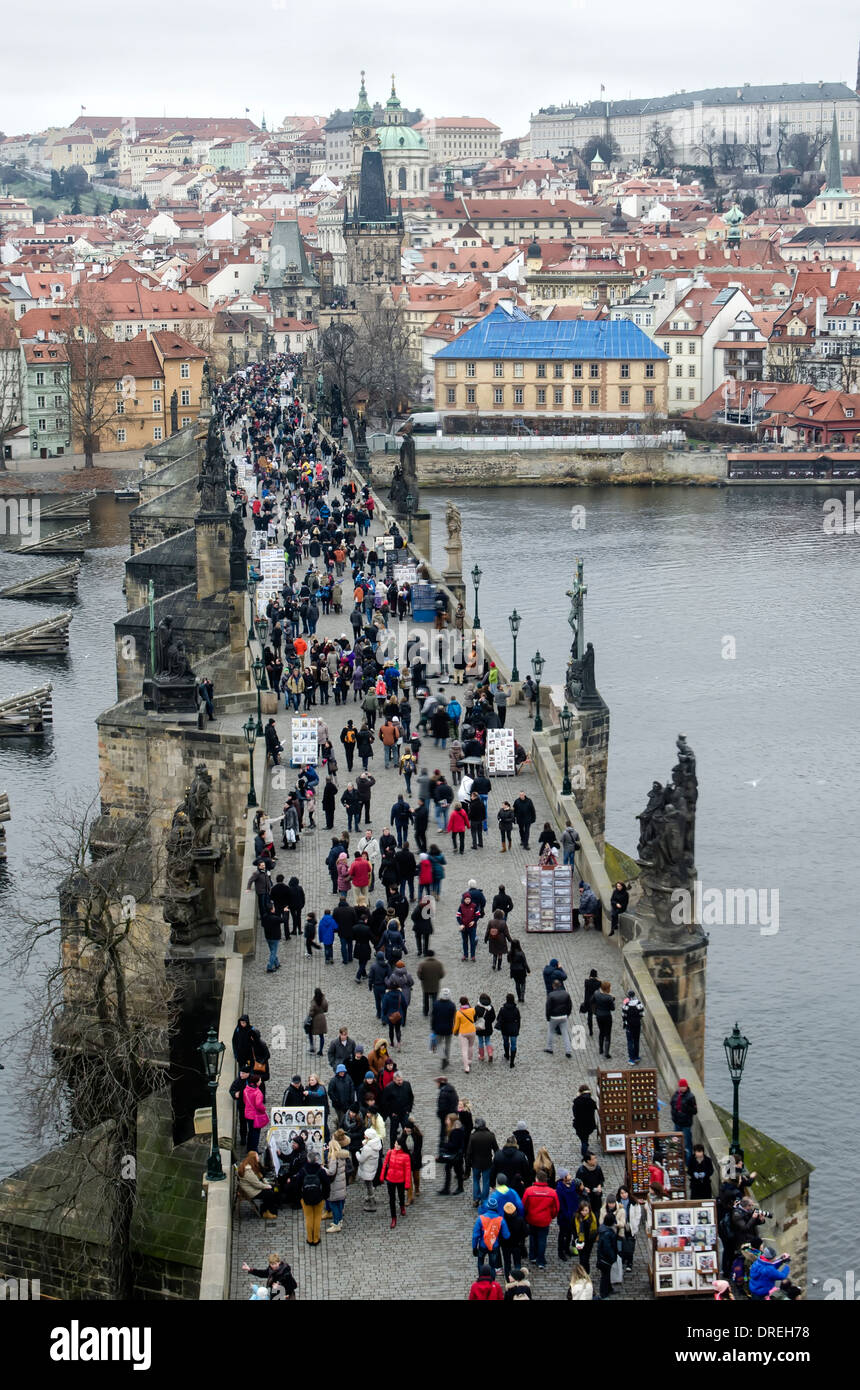 Tourists walk along the Charles Bridge Stock Photo - Alamy