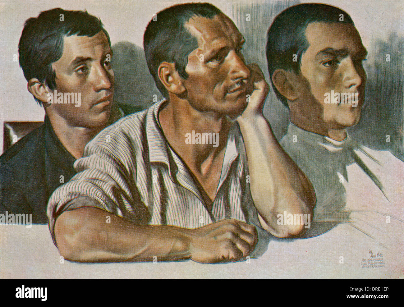 Three Communist members at a village meeting, Russia Stock Photo - Alamy