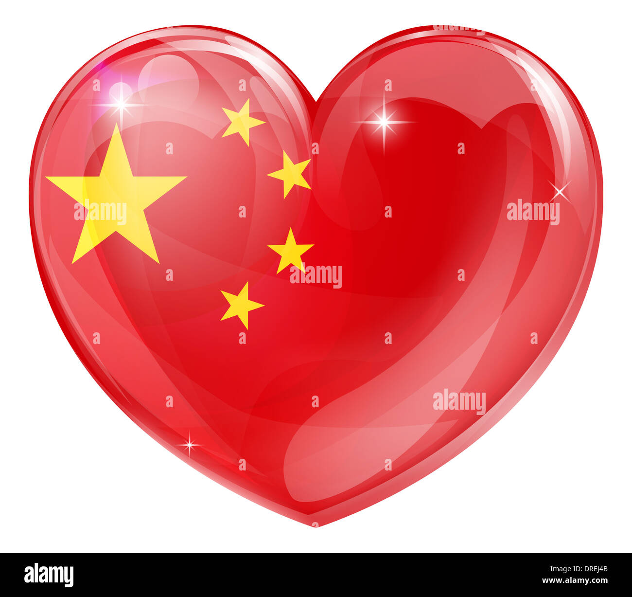 China flag love heart concept with the Chinese flag in a heart shape ...